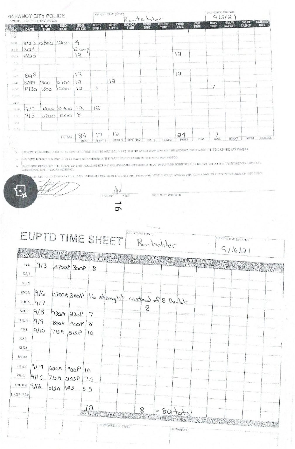 FOIA Buddy Archive - Police Chief Thomas Rentschler Time-21
